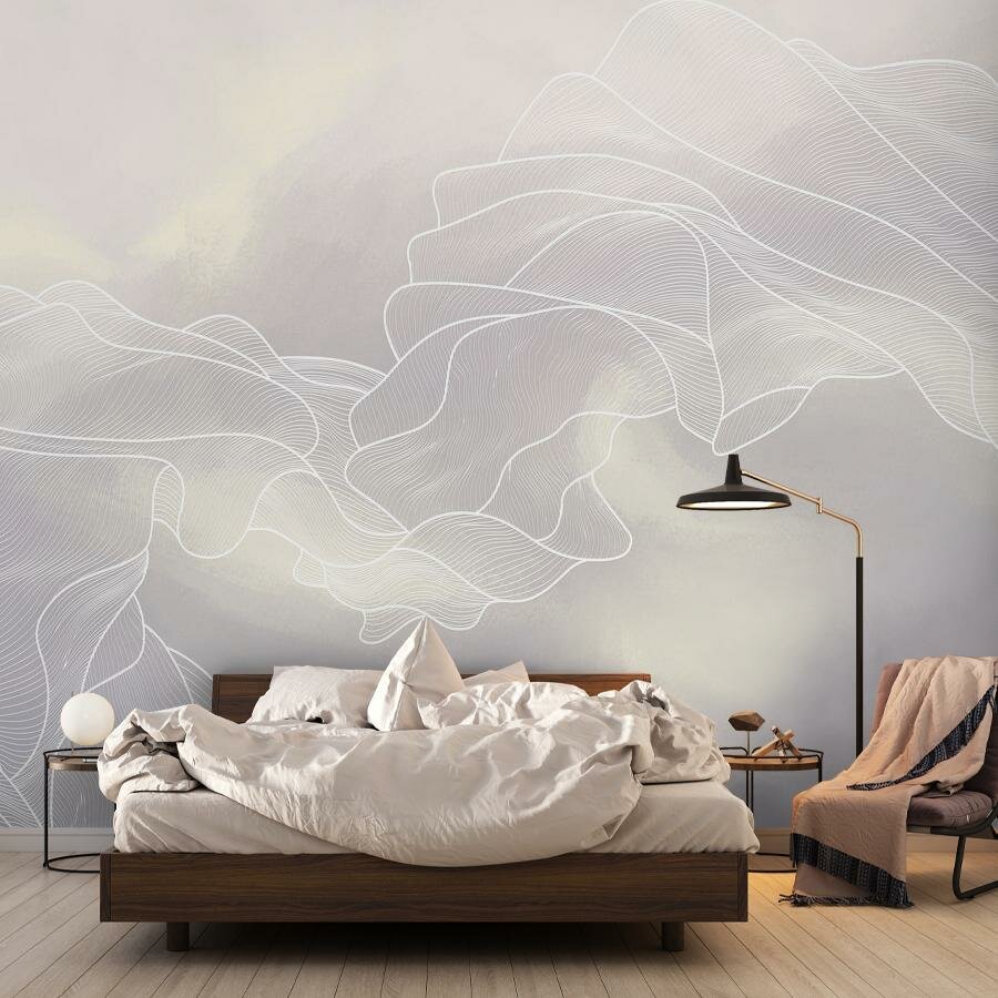 Фотообои Линии на сером фоне 14-937-S-Песок 270 x 200 см (ВхШ) Метровые, флизелиновые, влагостойкие обои