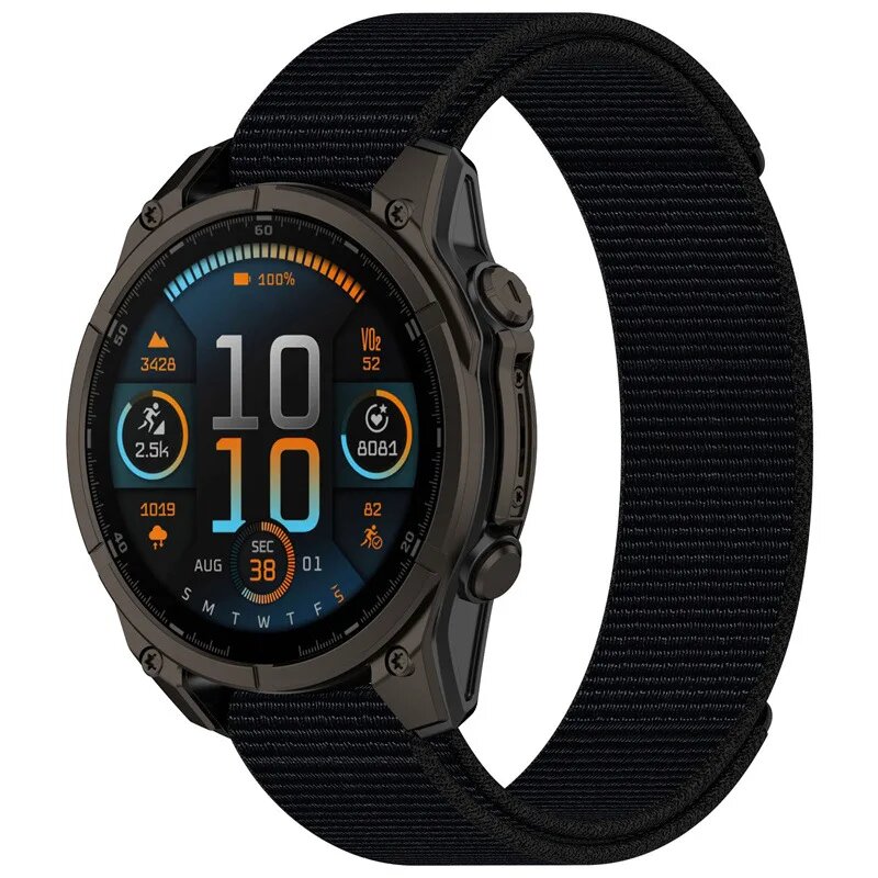 Нейлоновый ремешок CAOWTAN 26mm Black для Garmin Fenix 8