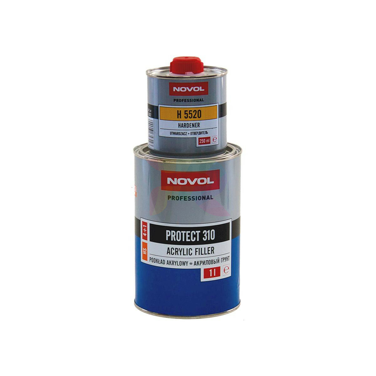 Акриловый наполняющий грунт Novol Protect 310 HS 4+1 Acrylic Filler черный 1 л. с отвердителем 0,25 л.