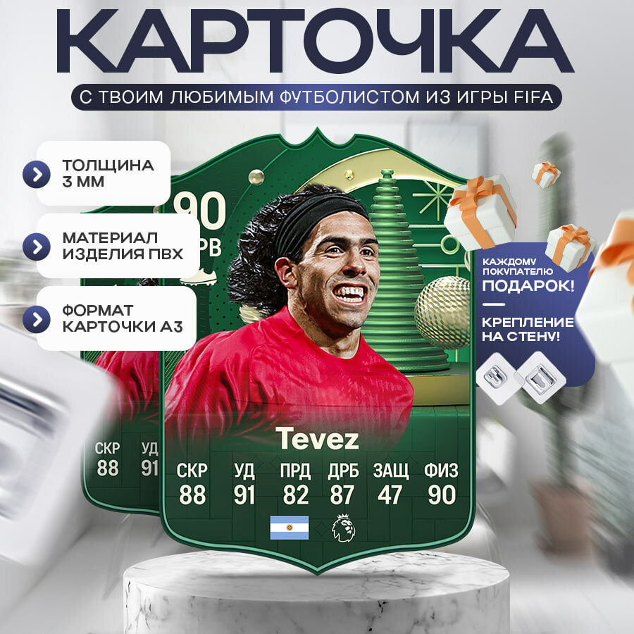 Карточка фифа с футболистом Tevez 90 A3
