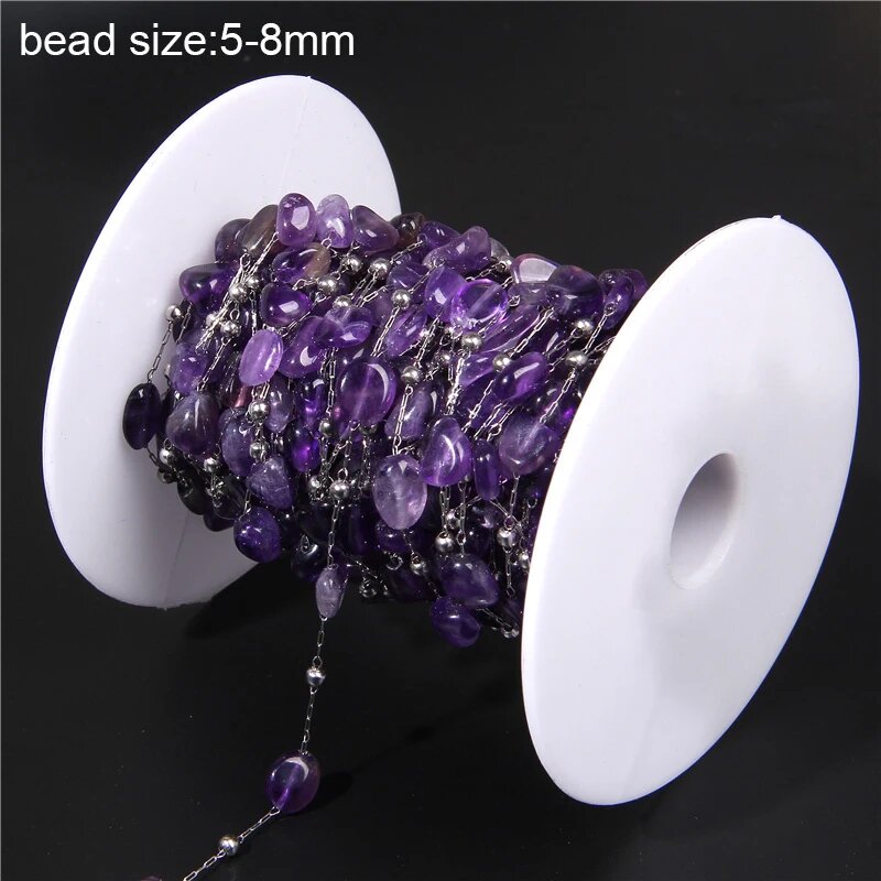 Цепочки из натурального камня RISYF Фиолетовый, 100CM, NO.8 Amethyst