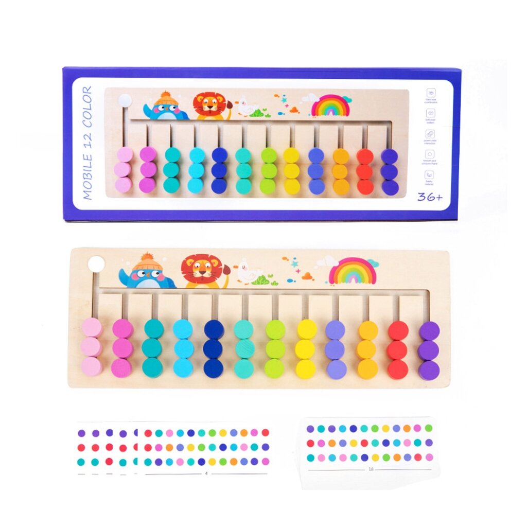 Деревянная головоломка для Малышей, Обучающая Игрушка для детей 3, 4, 5 Лет, Настольная игра по Подбору цвета для Детей, Мальчиков и Девочек