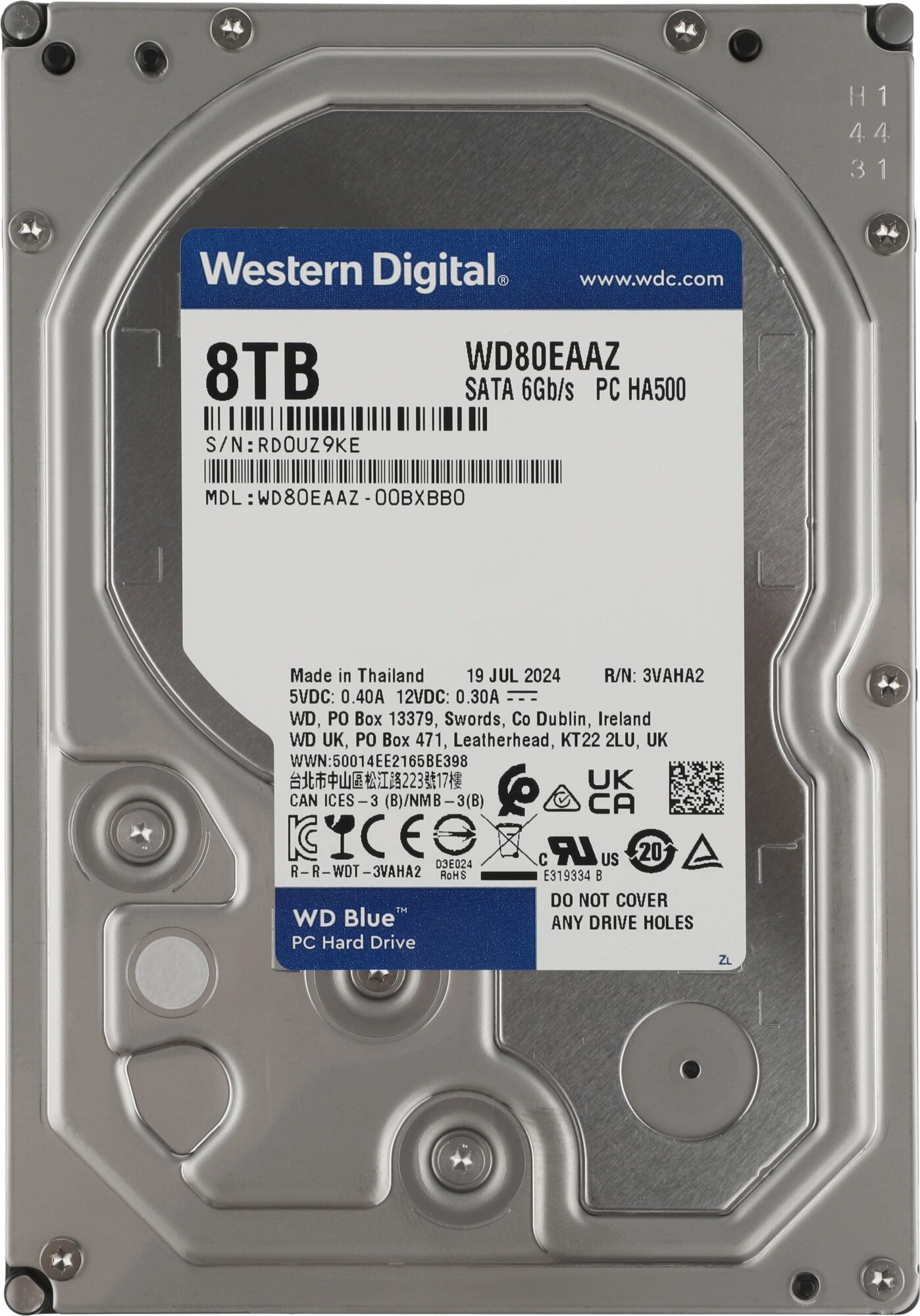 Жесткий диск WD SATA-III 8TB WD80EAAZ Desktop Blue (5640rpm) 256Mb 3.5
