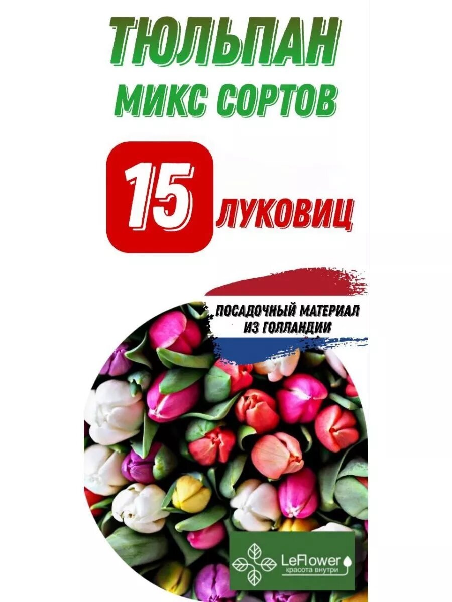 Луковицы тюльпана многолетние цветы микс 15шт.
