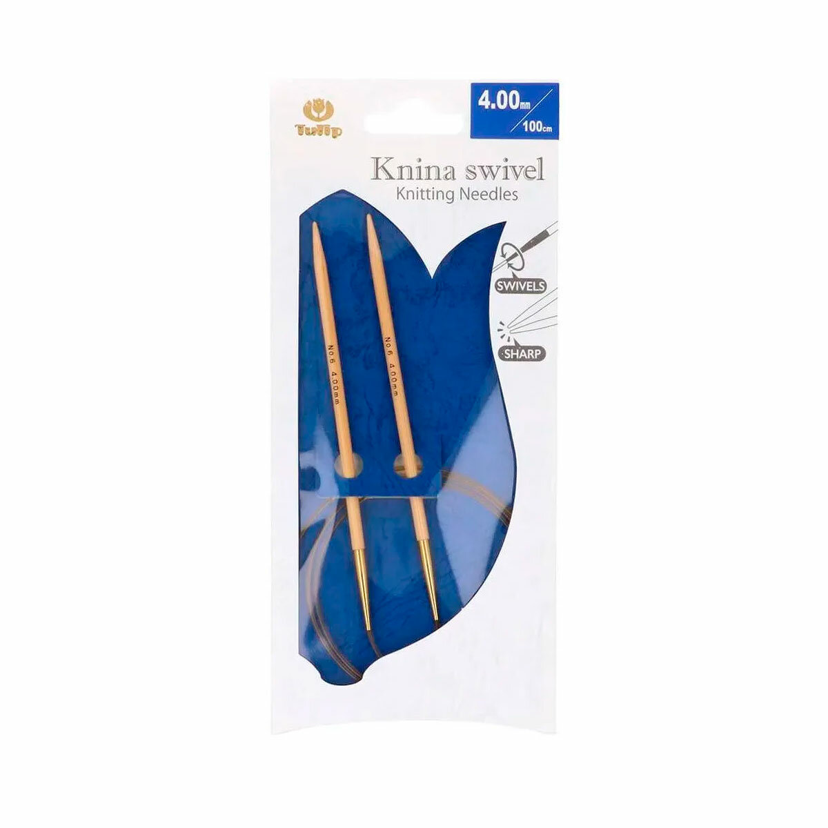 Спицы круговые "Knina Swivel" 4мм/100см, бамбук, натуральный, Tulip, KS-1000400