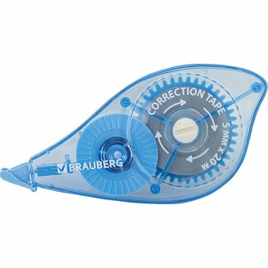 Корректирующая лента Brauberg PRO, 5 мм х 20 м, механизм перемотки, корпус синий, блистер, 272492
