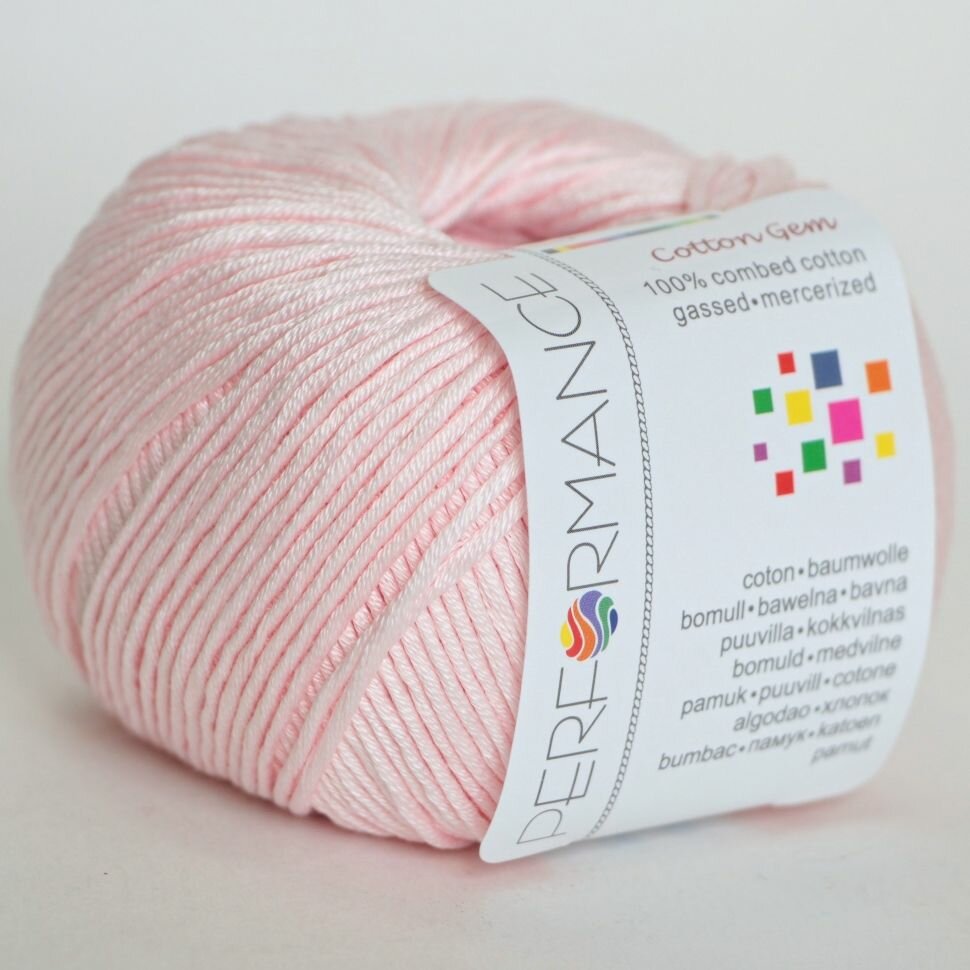 Пряжа Cotton Gem цвет 0025, 10шт*(95м/50г), 100% мерсеризованный газоопальный хлопок