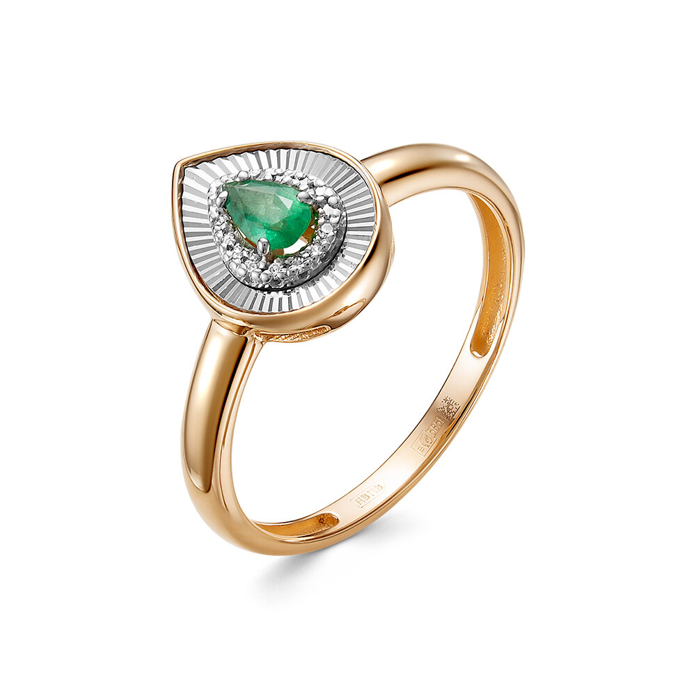 Кольцо, красное золото, 585 проба, изумруд