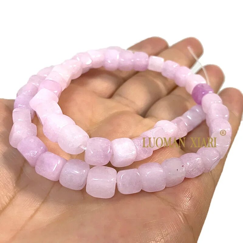 Бусины из халцедона LUOMAN XIARI 8x8 мм, темно-синие Розовый, 7-8mm 23-26pcs, Imitate Kunzite