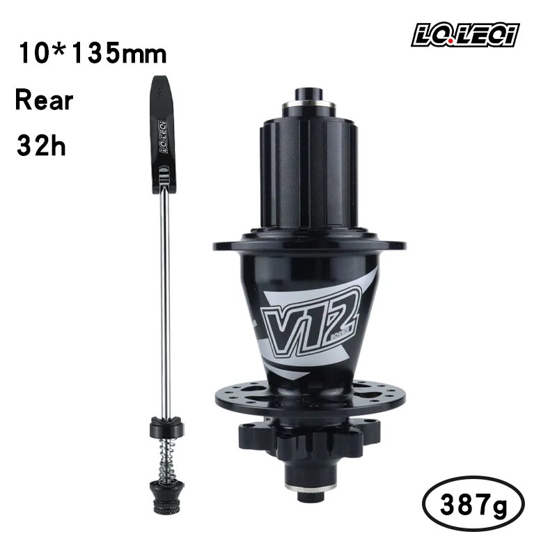 LQLEQI V12 Ступица велосипедного колеса MTB 32H черная Черный, Black Rear qr32H