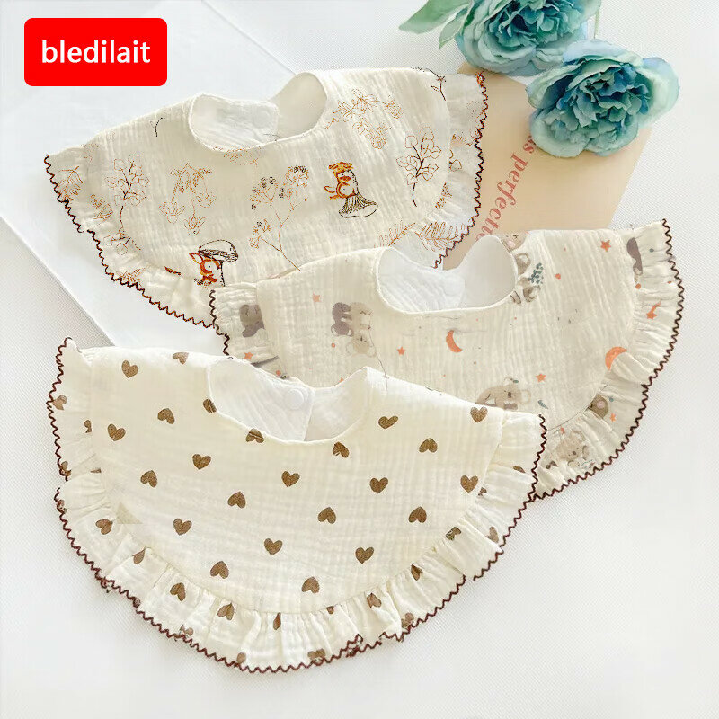 Bledilait детский Drool слюнявчики, набор 3 шт, 100% хлопок Printed слюнявчики, 360° Rotating Food слюнявчики, Four -