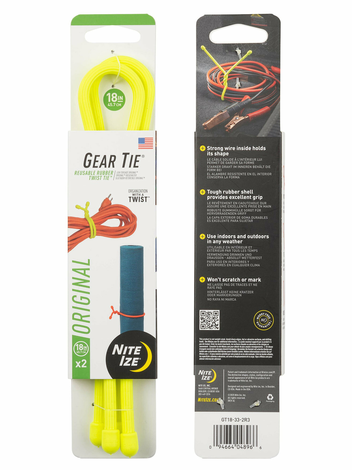 Гибкие стяжки Nite Ize Gear Tie 18 2 шт Желтый