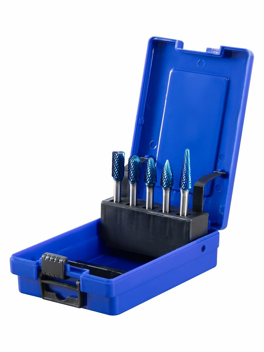 Набор борфрез твердосплавных по металлу с покрытием, 5 шт, LENZ, арт. LZBS 015 C3