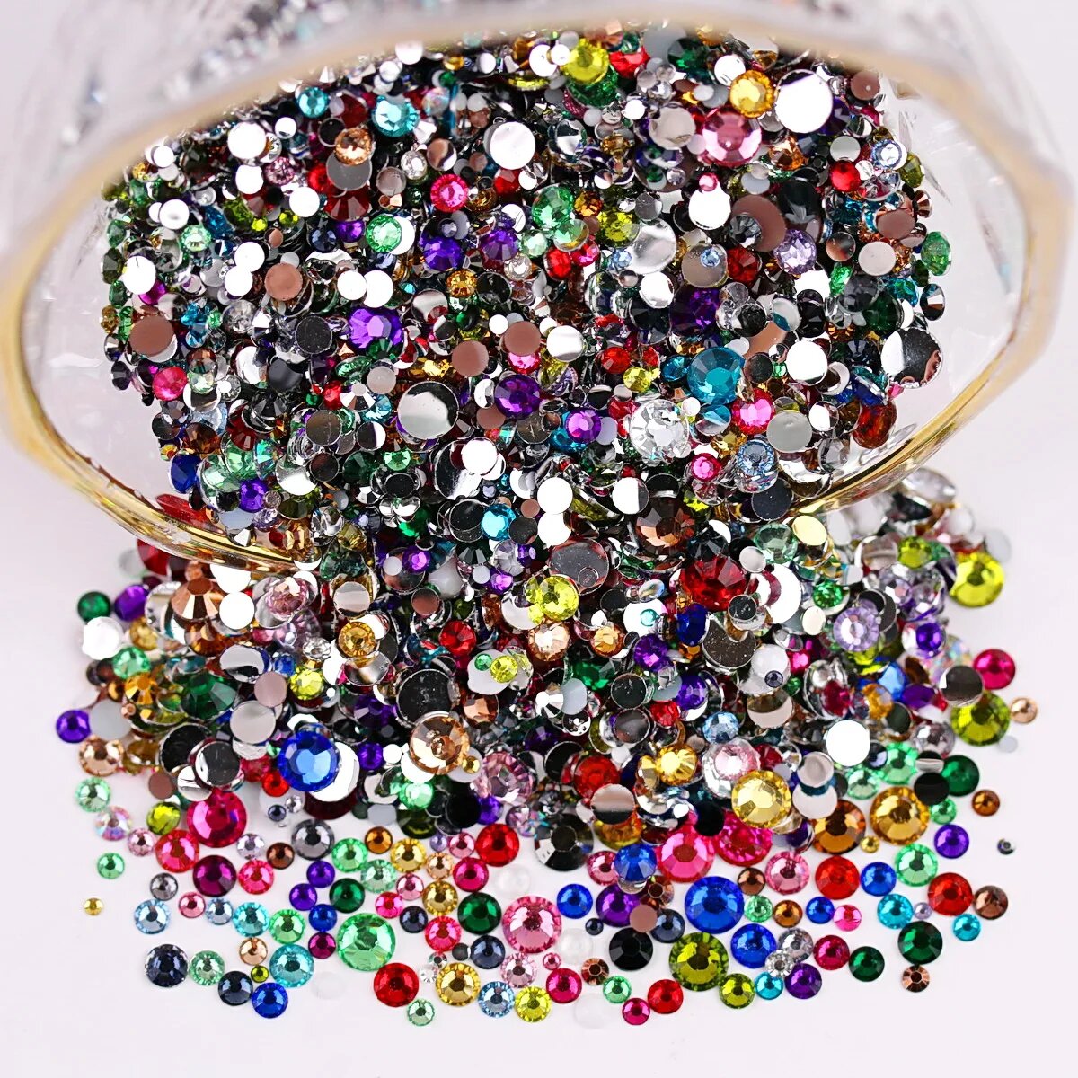 Круглые стразы SNCRYSTAL 2000 шт, 2-6 мм, смешанные размеры, серебристые A38 Colors mix