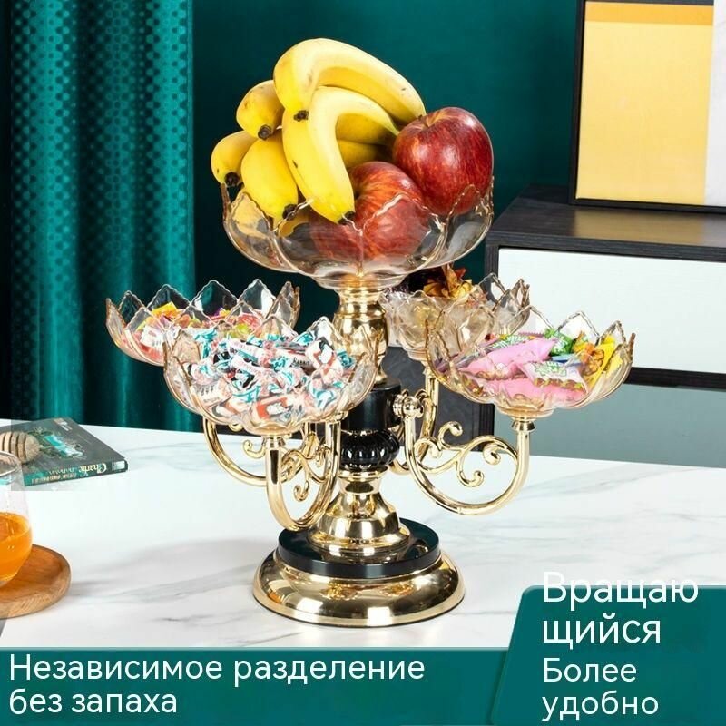Новая вращающаяся многоярусная фруктовница для гостиной - легкая и роскошная