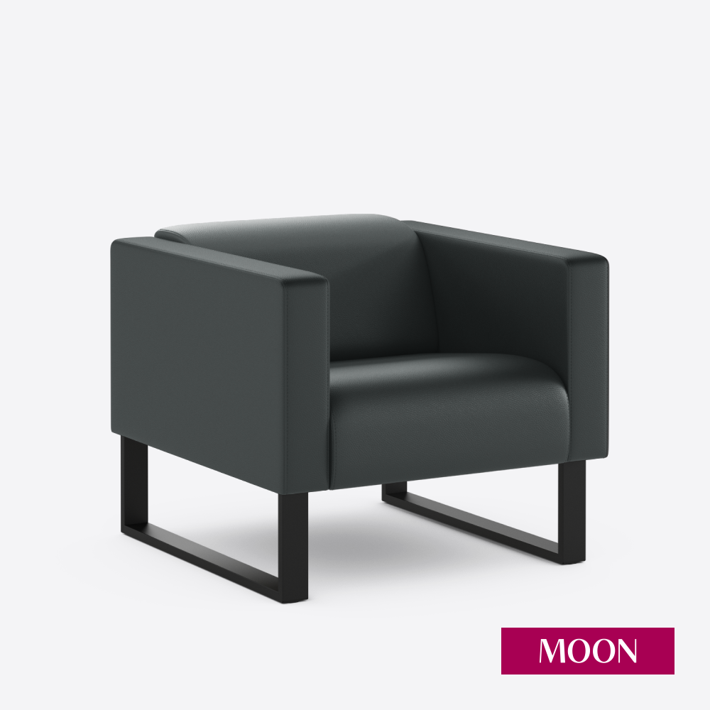 Кресло MOON 153 нераскладной, экокожа, цвет черный, 76*84*70, эксклюзивная высокоэластичная пена (UniqFoam).