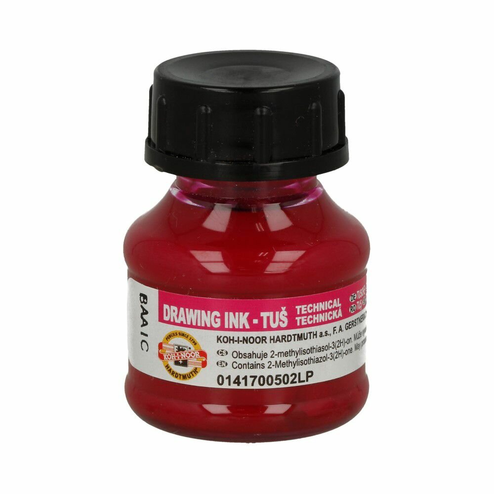 Тушь акриловая плакатная Koh-I-Noor, 20 мл, маджента, водостойкая, 0141700502LP