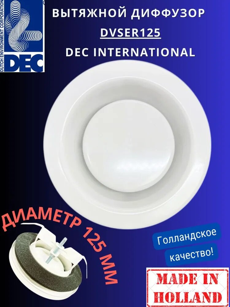 Вытяжной стальной диффузор/анемостат с регулировкой DEC International DVSER, 125мм
