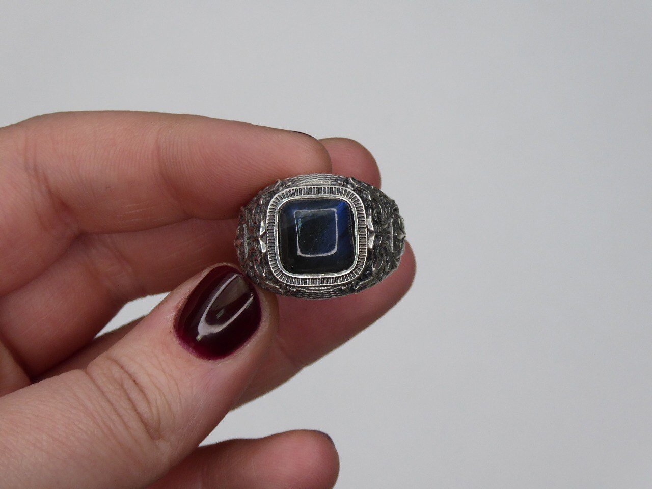 Печатка, серебро, 925 проба, лабрадорит