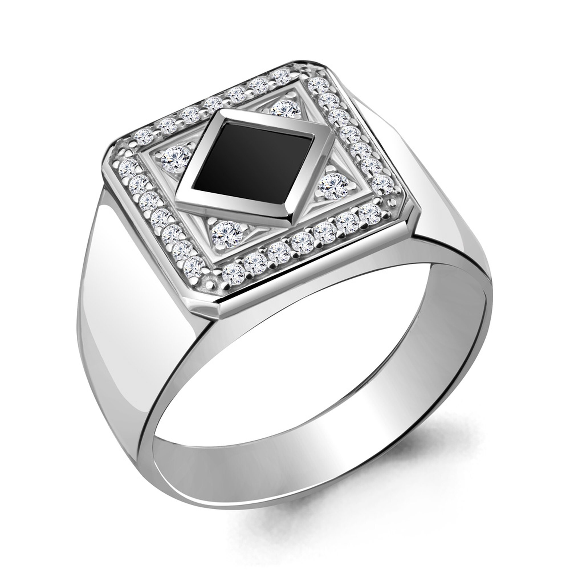 Печатка, серебро, 925 проба, родирование, фианит