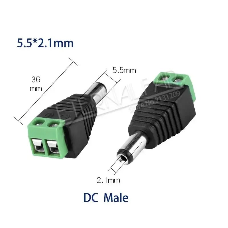 Eternalfar Welding Free DC разъем адаптер 5.5x2.1 мм 2.5 мм 2 штуки 5pieces-lot, DC Male 2.1mm