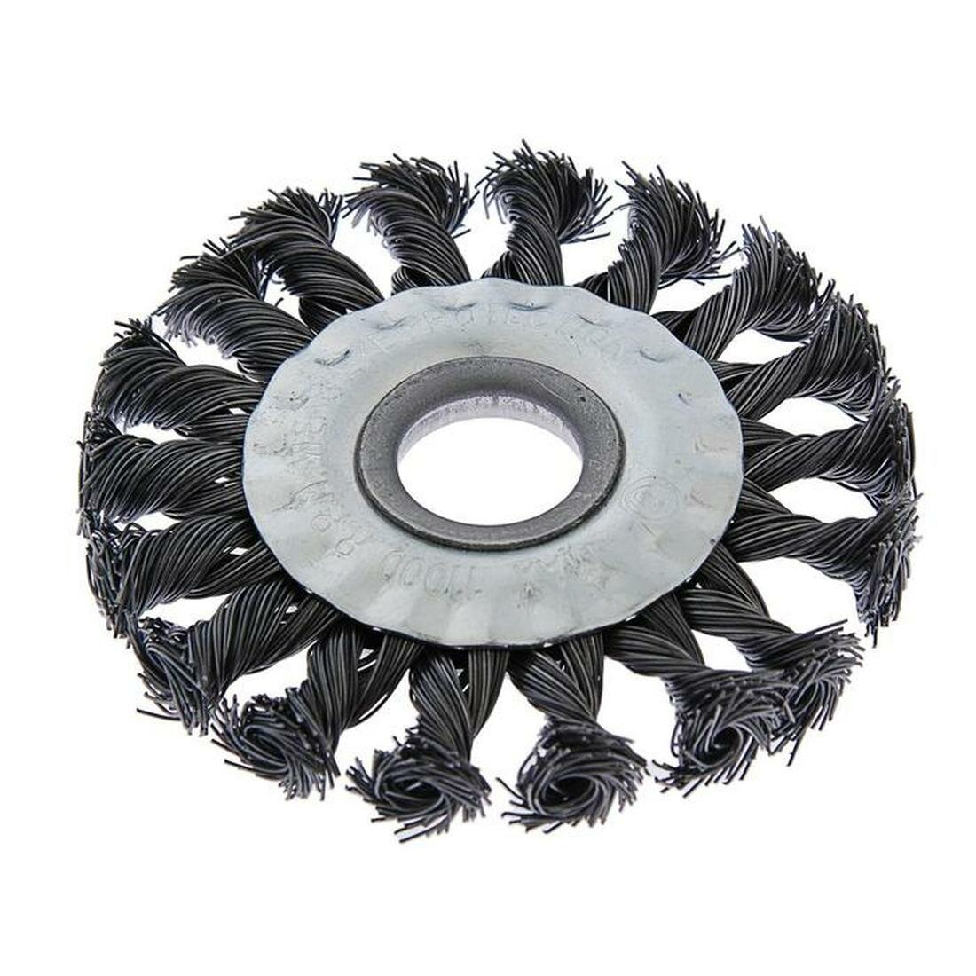 Щетка металлическая для УШМ тундра, крученая проволока, плоская, посадка 22 мм, 100 мм