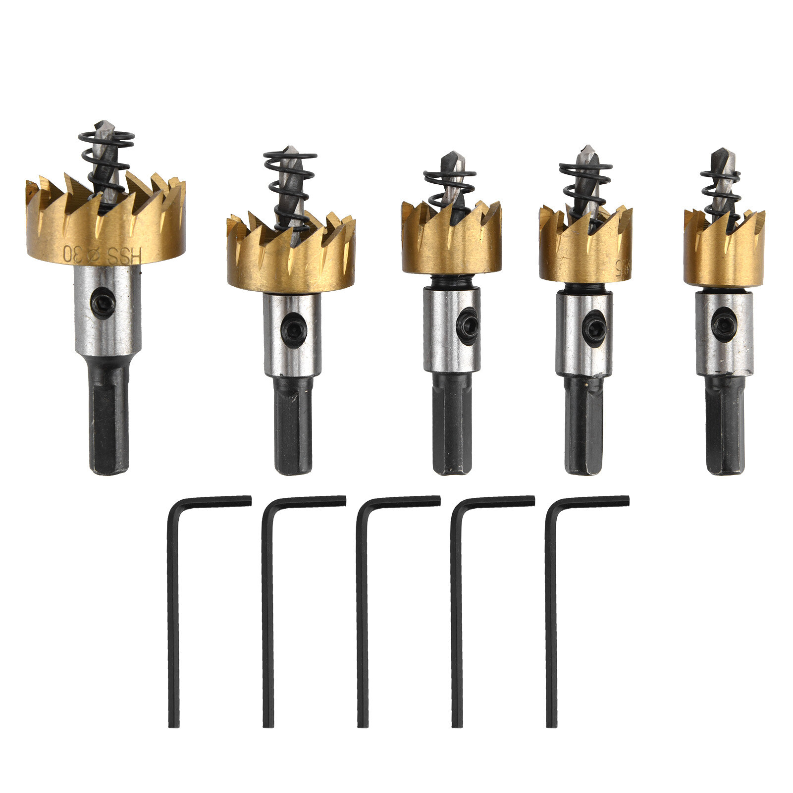 Набор из 5 сверл для быстрого и безопасного сверления отверстий в алюминии и резине/пластике из быстрорежущей стали (HSS).