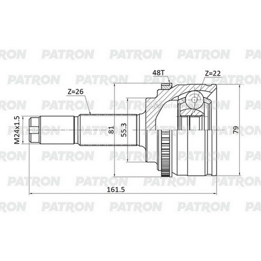 PATRON PCV2128 ШРУС наружный 26X55,3X23 Lifan X60 левый