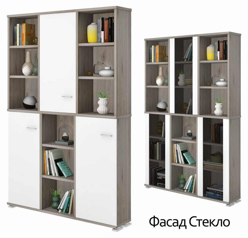 Стеллаж Мэрдэс ПУ-40-3-ФС Белый/Нельсон Размеры: Высота 2131мм Глубина 300мм Ширина 1340мм