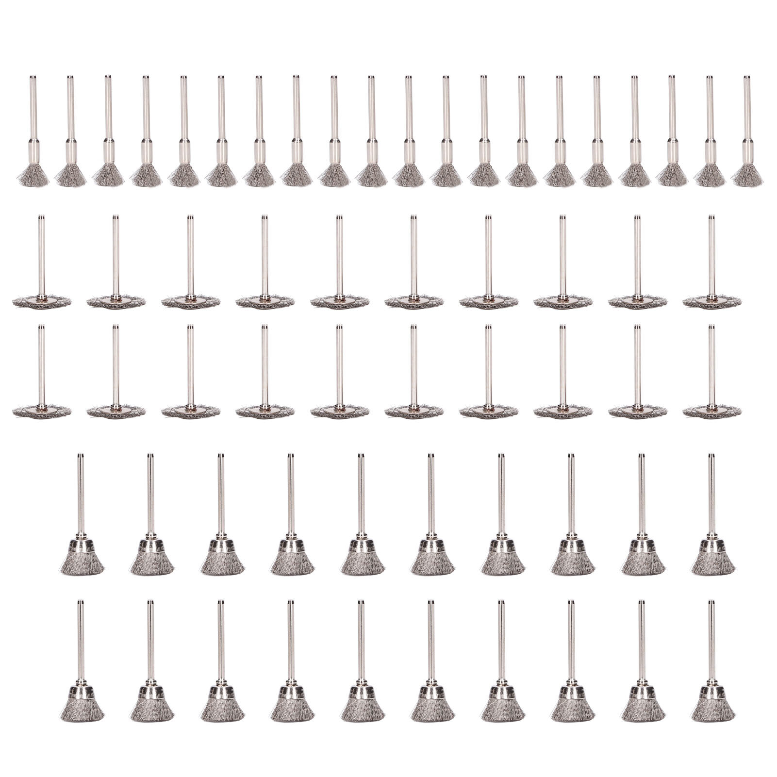 Набор из 60 проволочных щеток-ручек из нержавеющей стали для удаления пыли, хвостовик 3 мм, 3 формы.