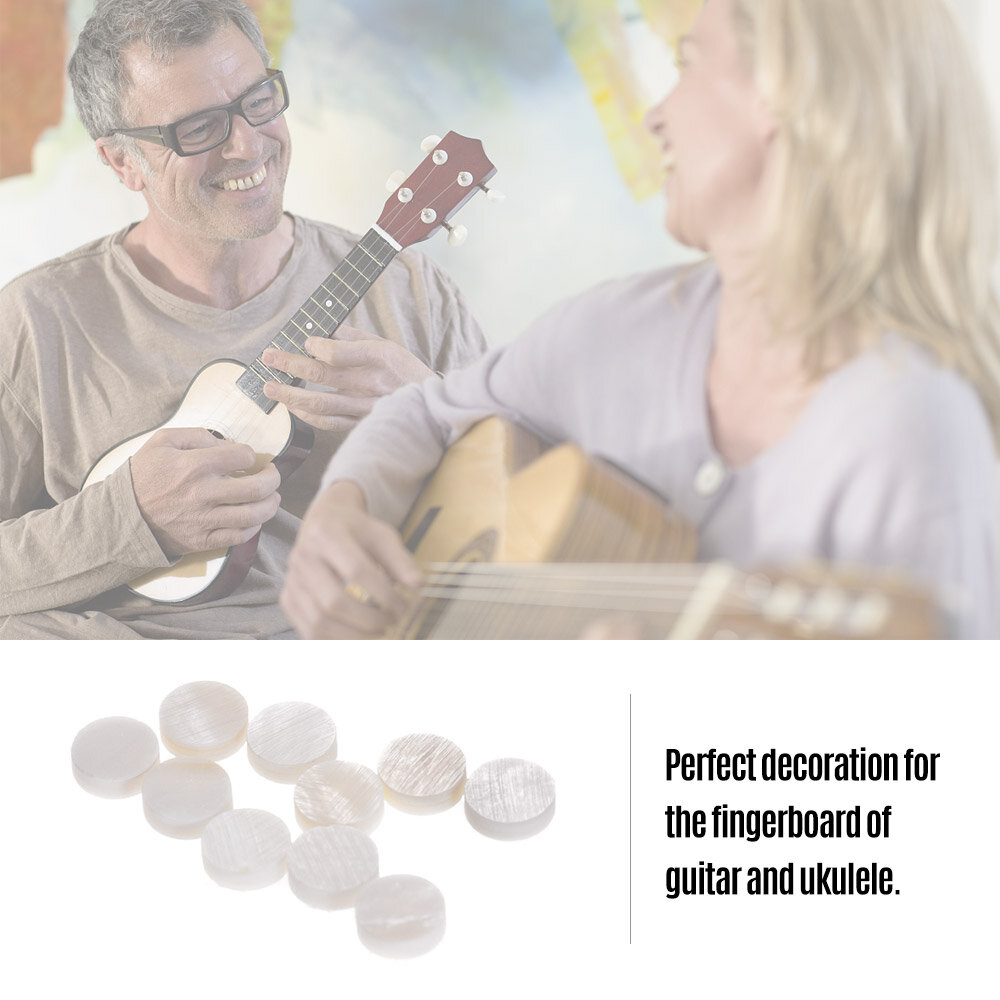 Накладка грифа диаметром 6 мм, маркер положения грифа, инкрустация точками, белая перламутровая ракушка, упаковка из 10 штук