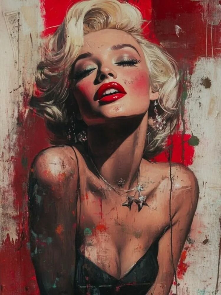 Алмазная картина "Монро" алмазная огранка 40х50 см,40X50CM, белый