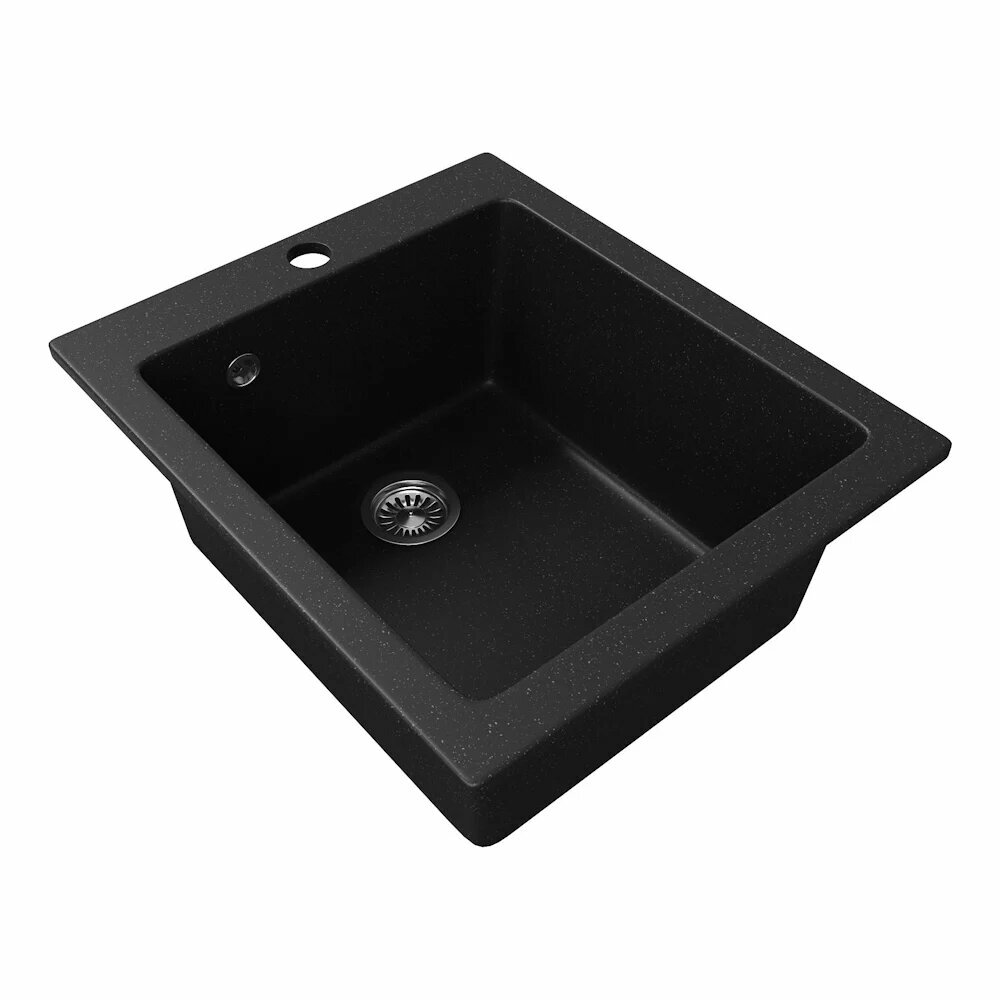 Кухонная мойка Teymi Helmi, черная матовая T120104 ЦБ-00266887 50x42, из литьевого мрамора