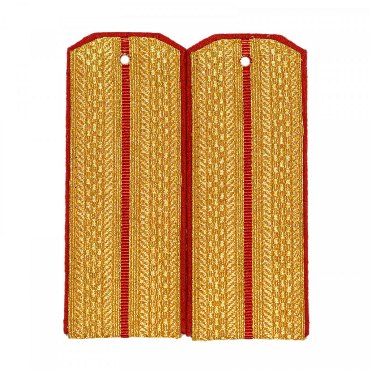 Погоны МО парадные (цв. Золото) трапеция 1 краснынй просвет (мл. офиц. состав)