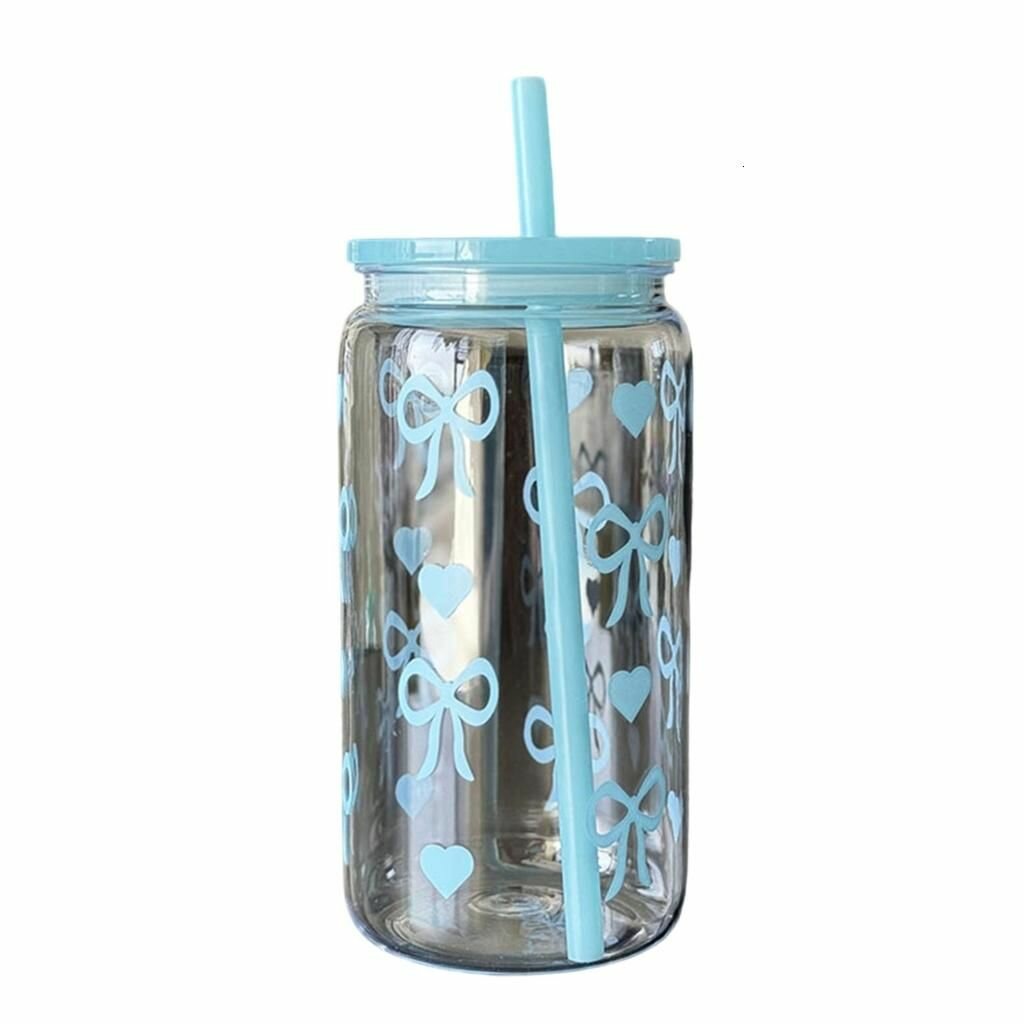 16oz Многоразовая бутылка для воды, прозрачный стакан для молока и кофе, Синий