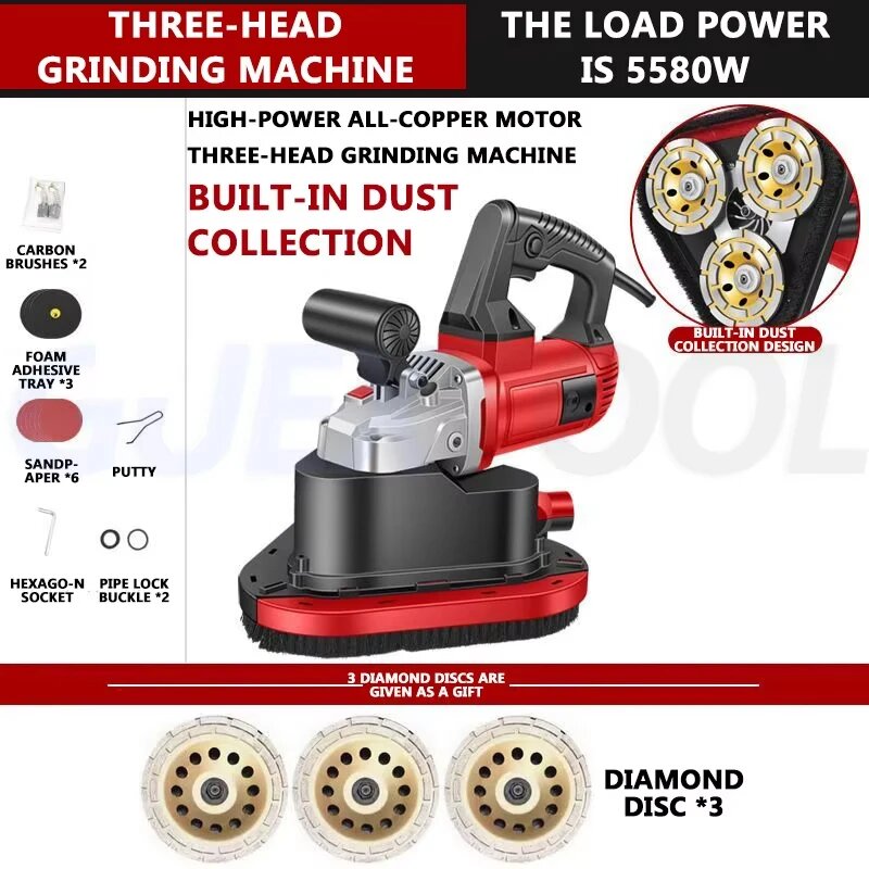 5580W цемент бетонный полировка пола машина пояса шлифовка чистая земля шлифовая машина шлифовая машина острилка резач грубый планер для домашнего украшения / ремонта коммерческих помещений / промышленного фабричного п