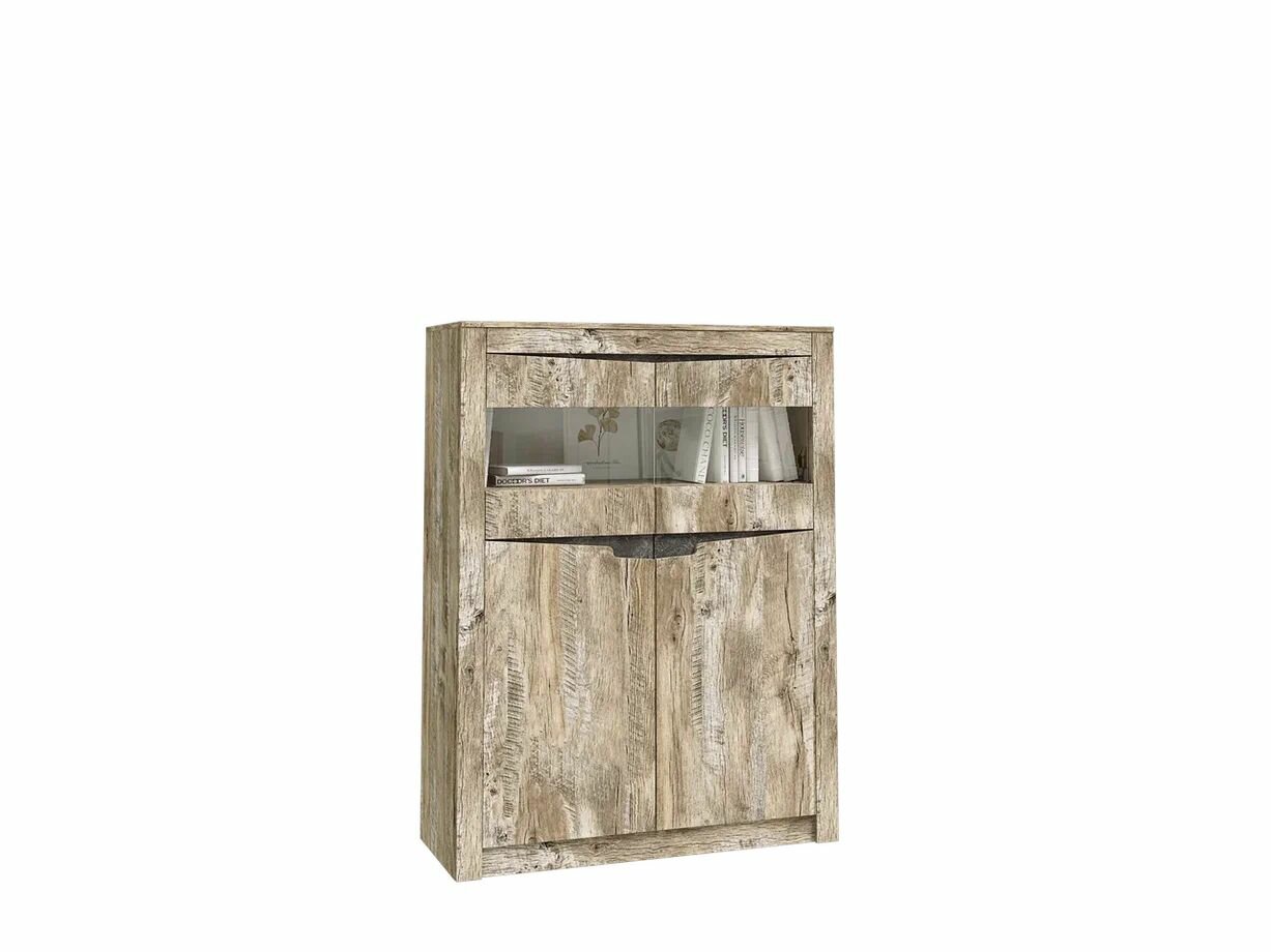 Шкаф-стекло Ривьера (Дуб Юкон, Бетон темный) 1142х1500х450 МИФ