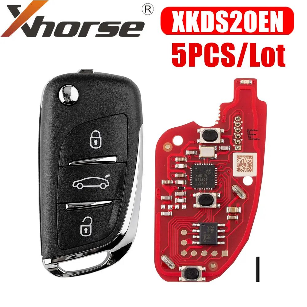 Xhorse XKDS20EN проводной дистанционный ключ 2-го поколения для DS Style 3 кнопки поддержка беспроводного программирования 5 шт./лот