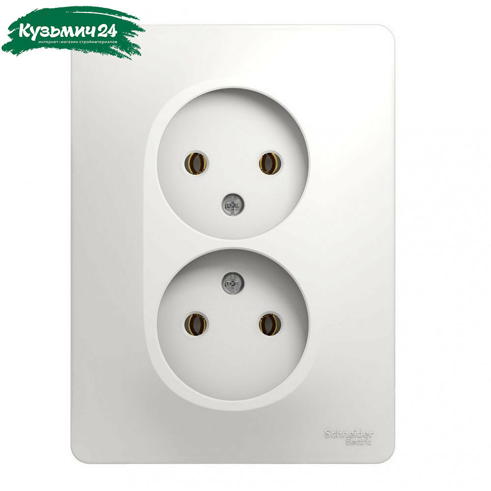 Розетка 2-местная Systeme Electric GLOSSA GSL000120 без заземления, встраиваемая, белая