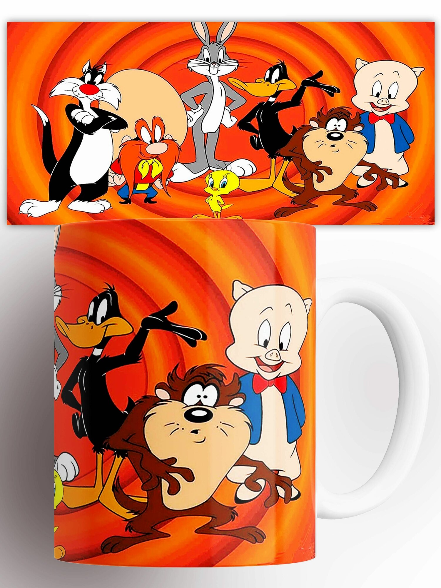 Кружка Луни Тюнз шоу The Looney Tunes Show Багз Банни Даффи Даг Таз Сильвестр Твити , на подарок с принтом 330 мл