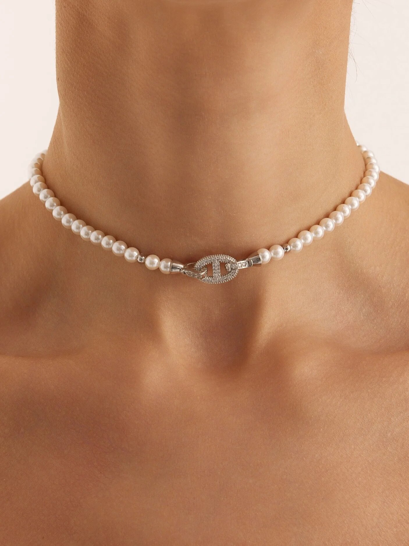 Чокер, жемчуг Swarovski синтетический