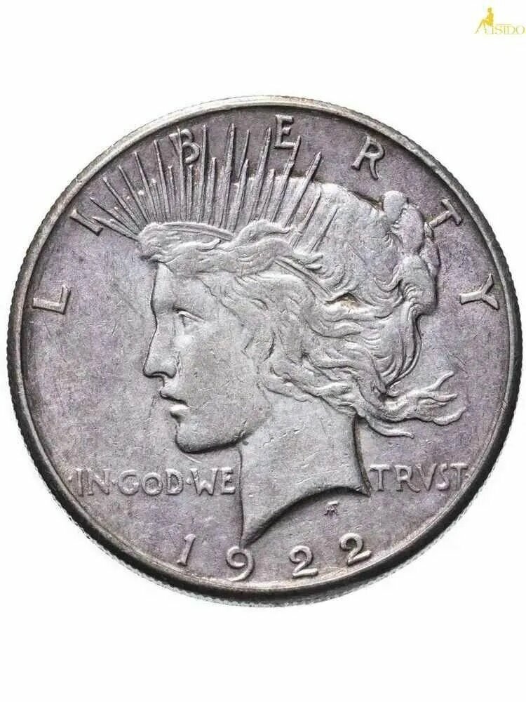 США 1 доллар 1922 "Мирный доллар", серебряный dollar Peace, проба 600