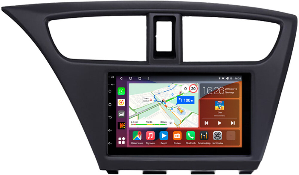 Штатная магнитола Honda Civic 9 5D 2011-2015 (левый руль, хэтчбэк) (левый руль) Canbox EVO 5821-RP-11-267-255 Android 14 (4G-SIM, 6/128, DSP, QLed, AI