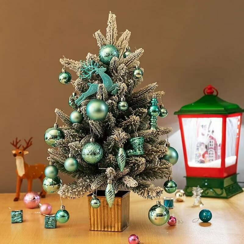 Набор декоративной ёлки 60 см бирюзовый с напылением, для витрин и гостиной