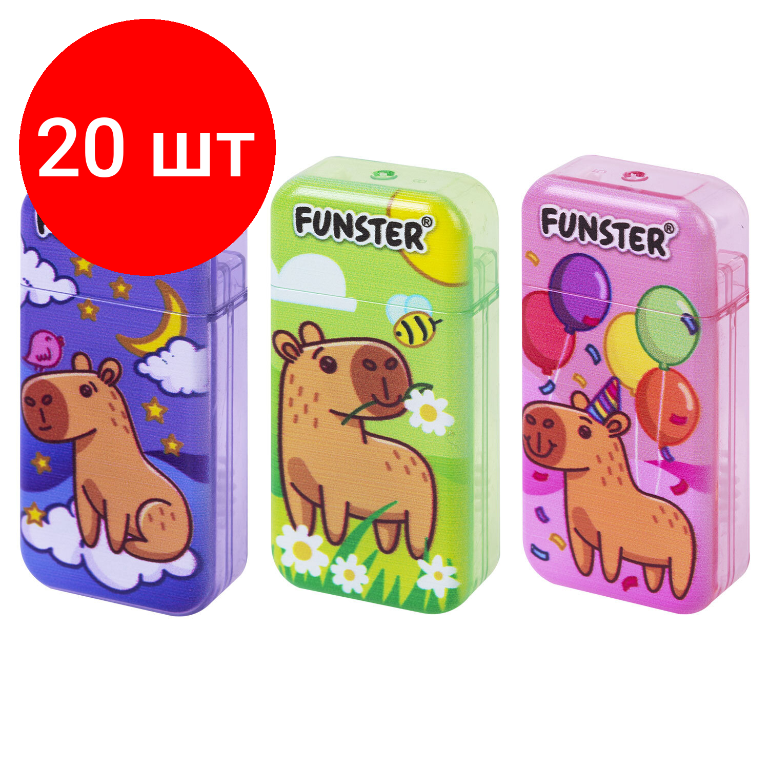 Комплект 20 шт, Корректирующая лента FUNSTER, 5мм х 5м, корпус ассорти, блистер, 273020