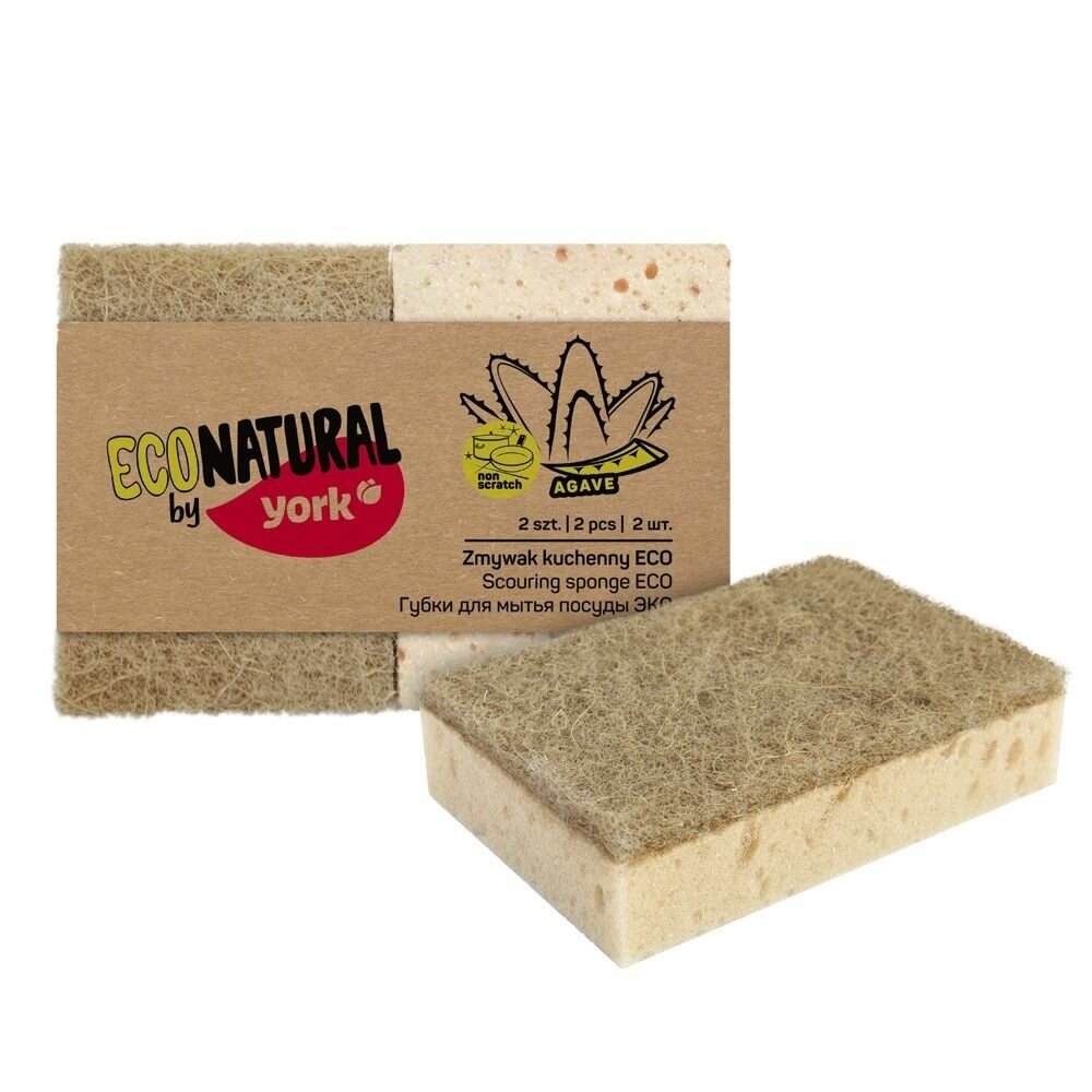 Губки для посуды York "Эко", Natural, 2 шт (030200 м)