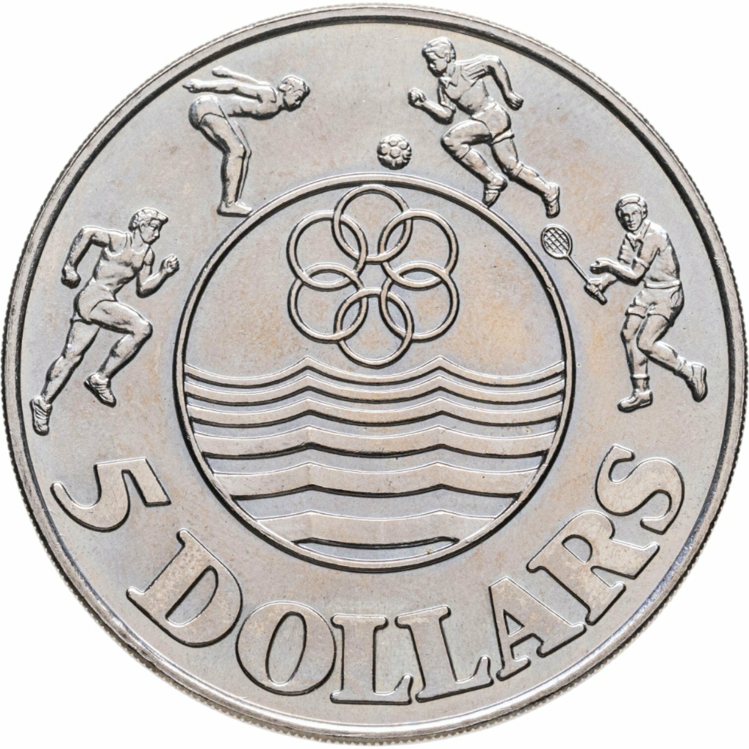Сингапур 5 долларов dollars 1983 XII игры Юго-Восточной Азии, Мельхиор медь-никель, в сохранности UNC
