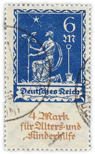 Германия, Веймарская республика 6+4 марки 1922 Благотворительная серия для стариков и детей
