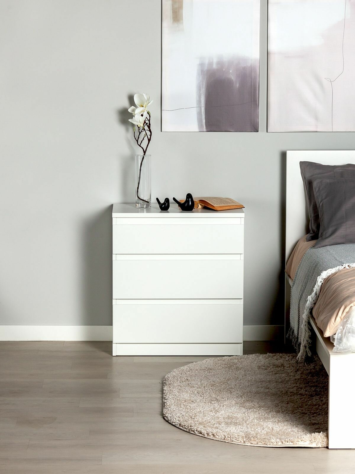 Комод Кастор, 3 ящика, 65х40х71 см, белый, ГУД лакк