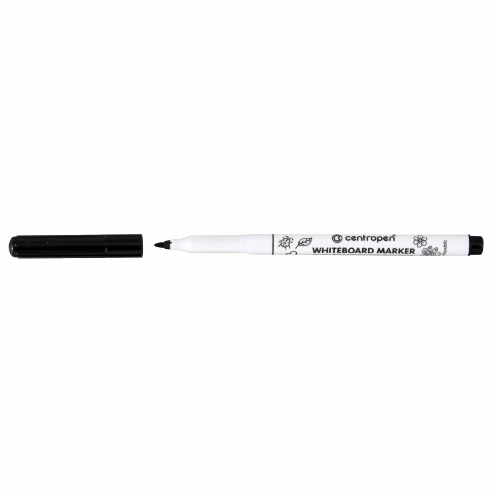 Маркер стираемый для белой доски черный, CENTROPEN "Dry-Wipe", 1-2 мм, 2507, 525070112, 152675